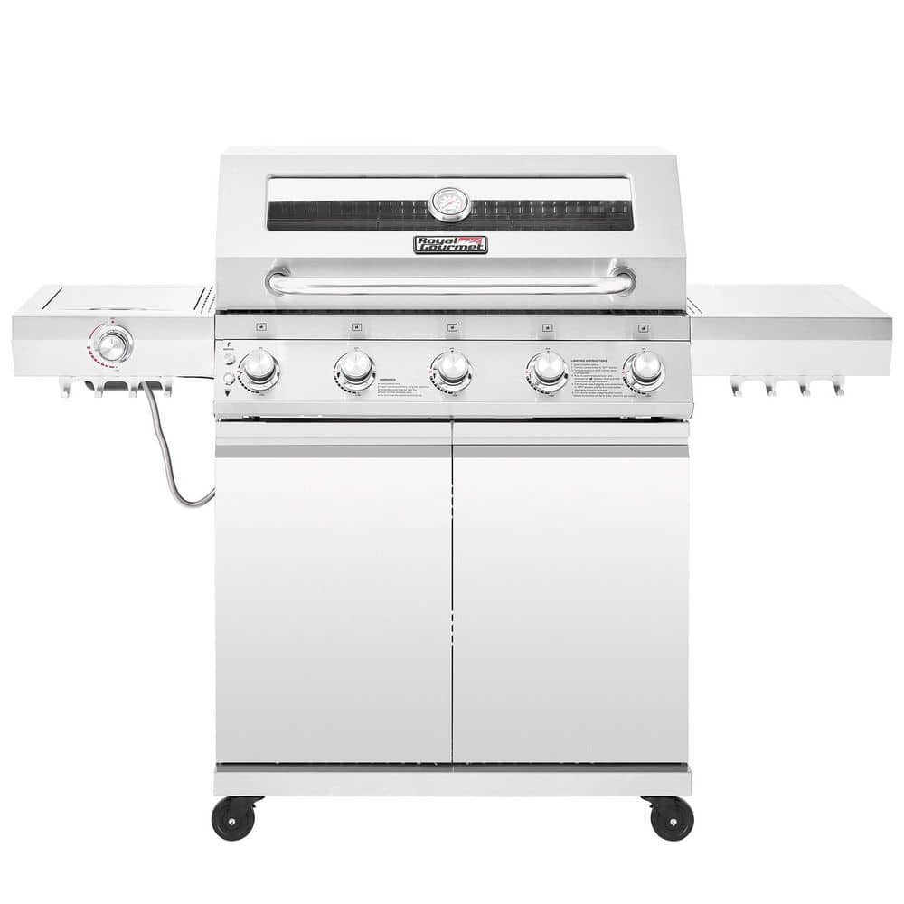 Royal Gourmet 5-Burner Gas Grill With Infrared Side Burner, Visible ...
