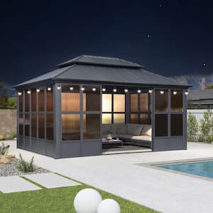 PURPLE LEAF 12ft. x 20ft. Sunroom Hardtop Gazebo Solarium Galvanized ...