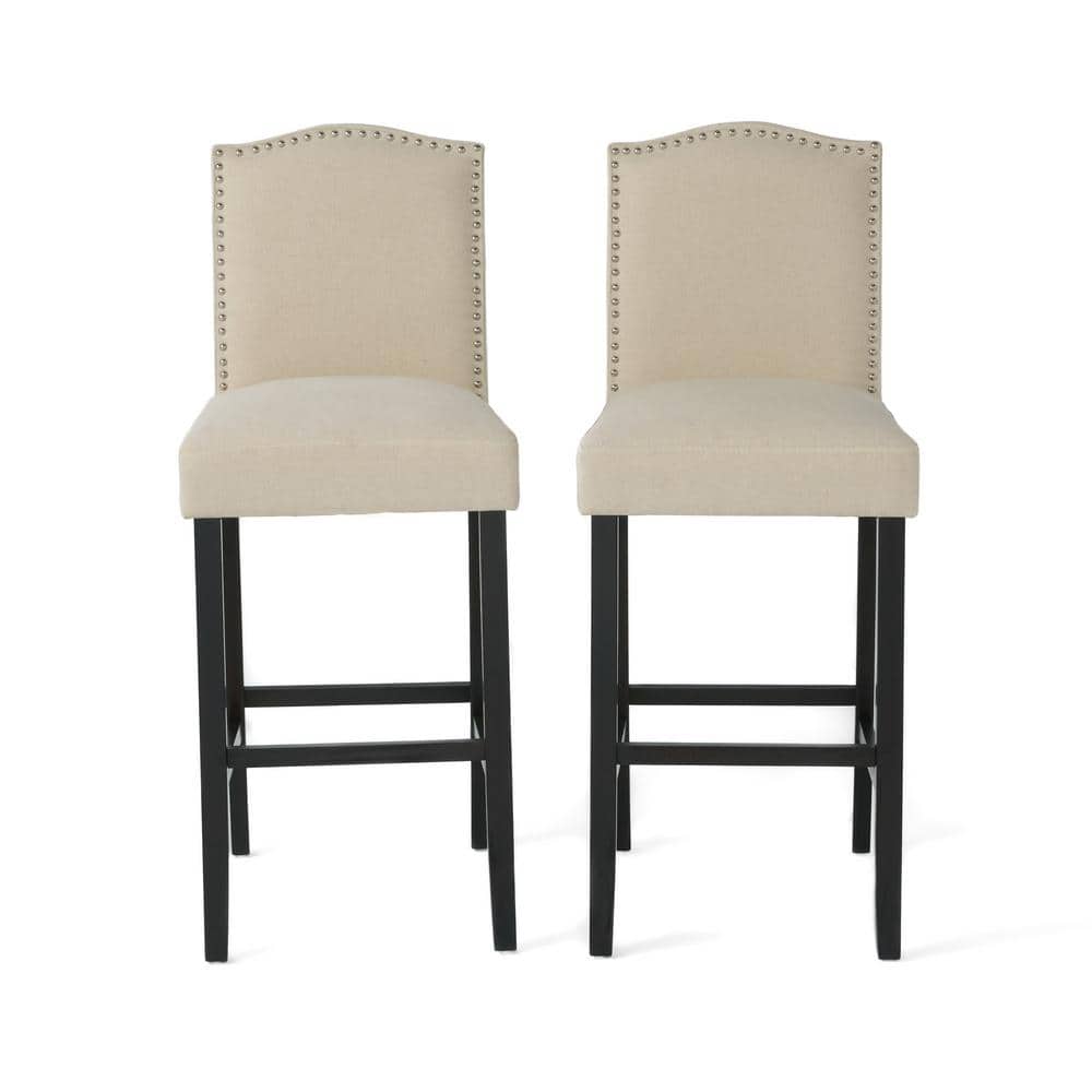 Noble House Markson 30 in. Beige Studded Bar Stool (Set of 2) 6618 ...