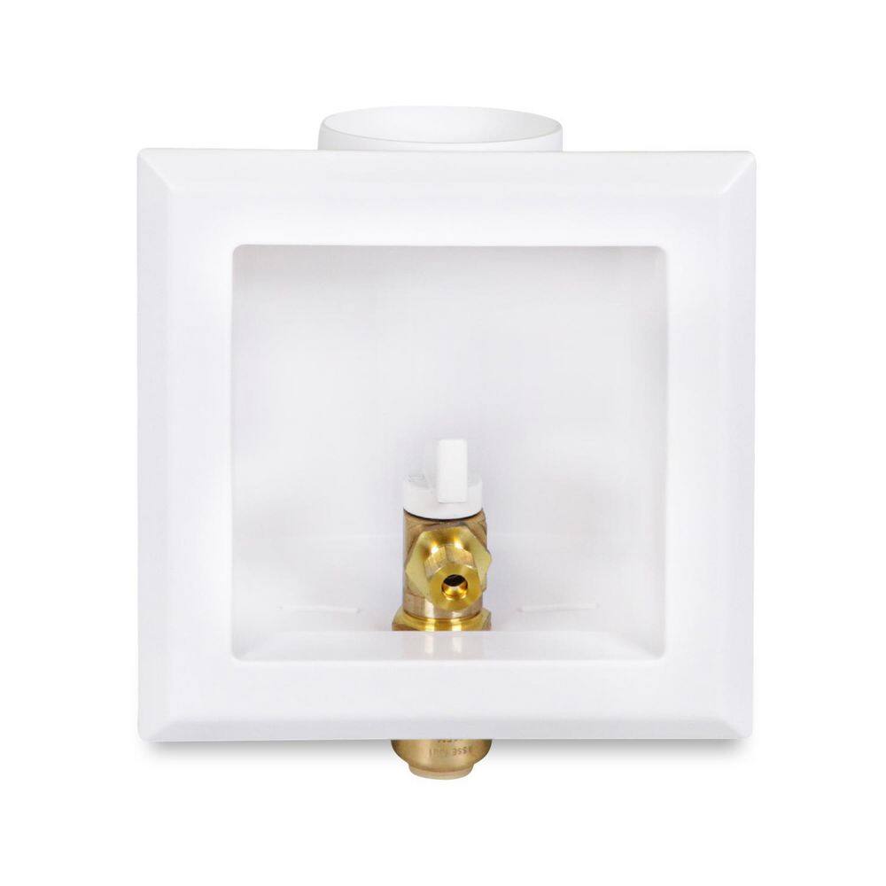 PLUMBFLEX 1/2 in. Push-Fit Icemaker Outlet Box with Valve, White ABS ...