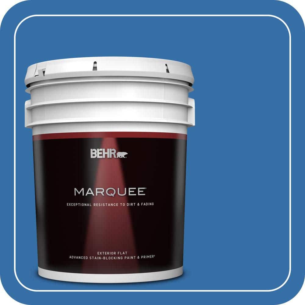 BEHR MARQUEE 5 gal. #P520-6 Mega Blue Flat Exterior Paint & Primer ...