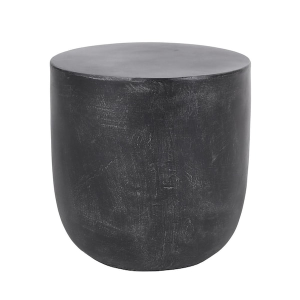 Outdoor Matte Black Magnesium Oxide Barrel Side Table-Lightweight ...