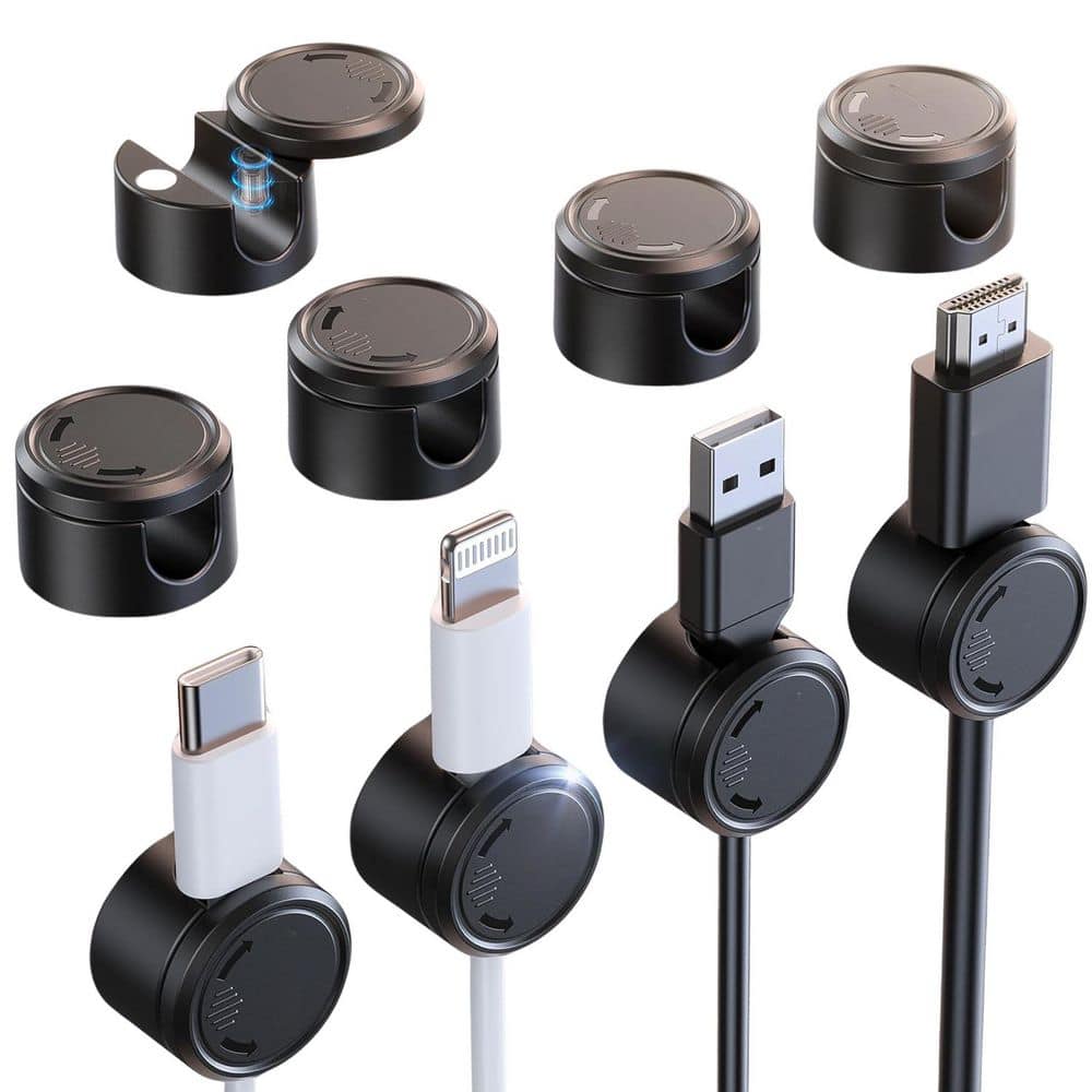 Yichuhaoxi 9 Pack Black 360° Rotating Magnetic Cable Management Clips ...