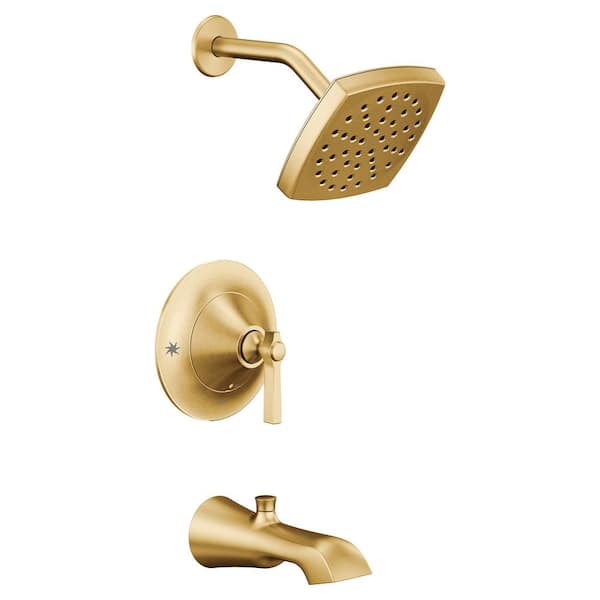 Moen Flara Posi-Temp Eco-Performance 1-Handle Tub and Shower Faucet Trim Kit in Brushed Gold ...