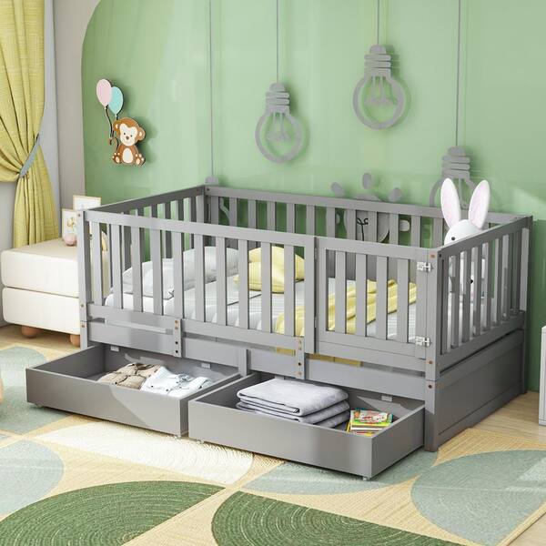 Harper And Bright Designs Detachable Gray Twin Size Wood Daybed With