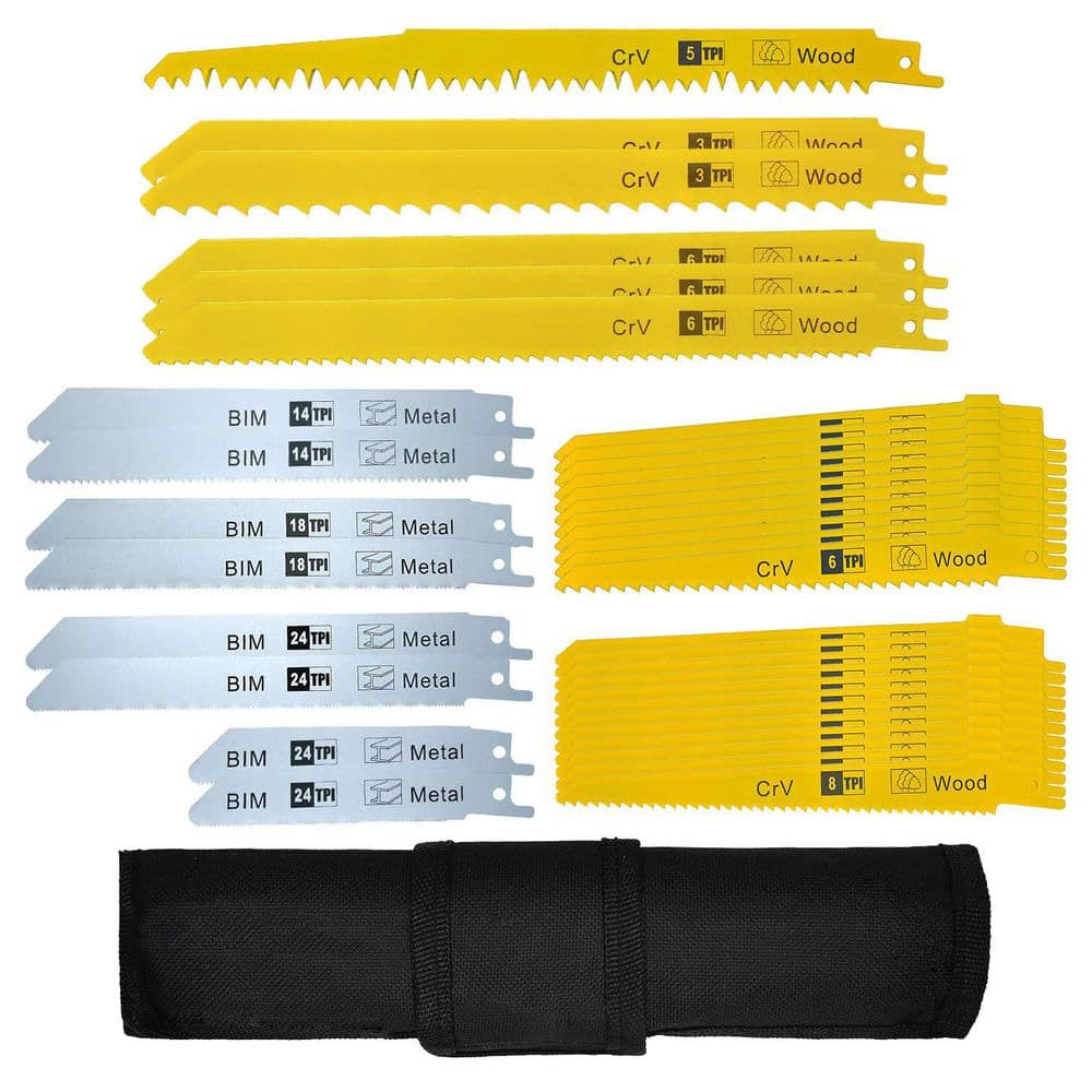 36PCS Cr-v Steel and Bimetal Reciprocating Saw Blades Set for Wood ...