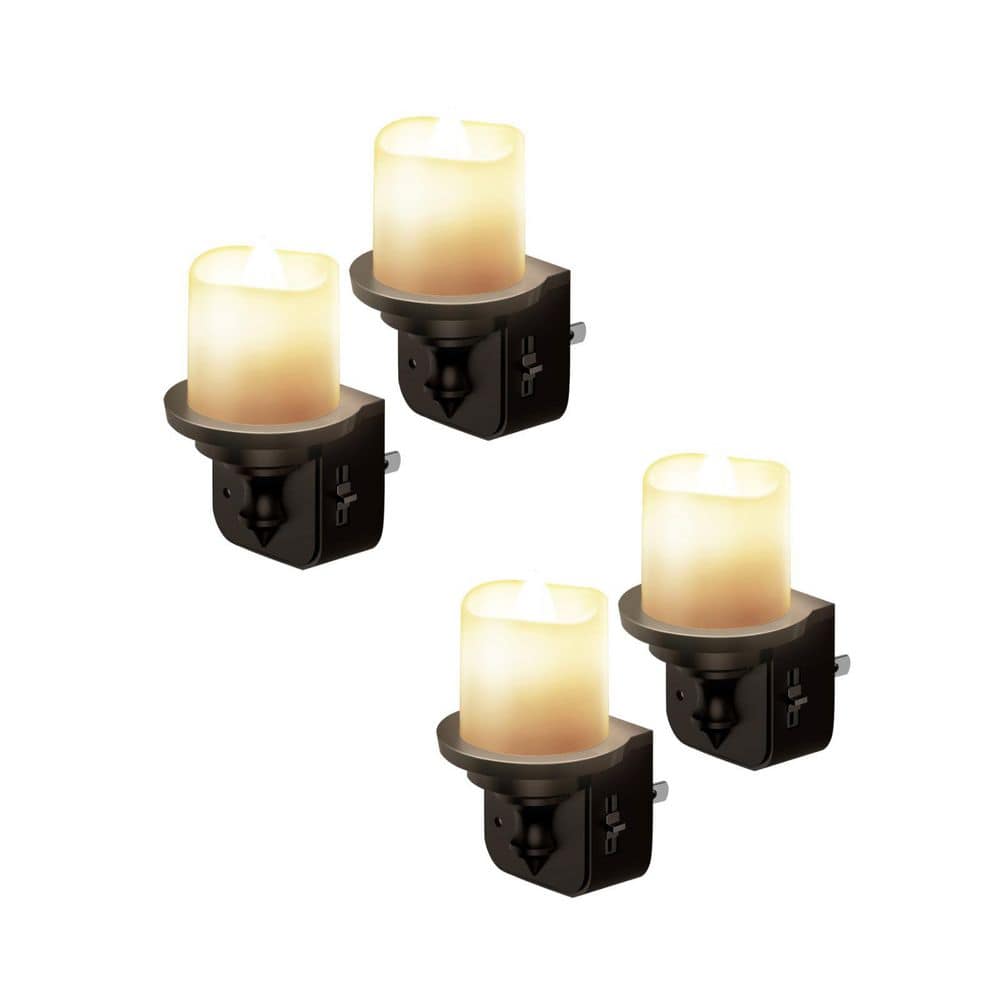 YANSUN LED Candle Night Light Plug in [4-Pack], Dusk to Dawn Sensor, 3000K Soft White, Dimmable ...