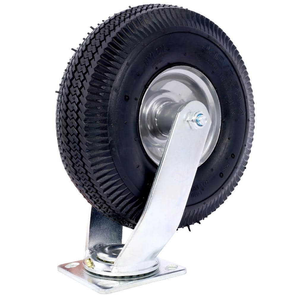 Flynama 2-Pieces 10 in. Black Pneumatic Tire Caster Wheel Swivel Plate ...