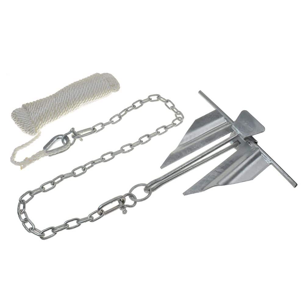 BOATING ESSENTIALS 7lb Slip-Ring Galvanized Anchor Kit with 4' Chain 50 ...
