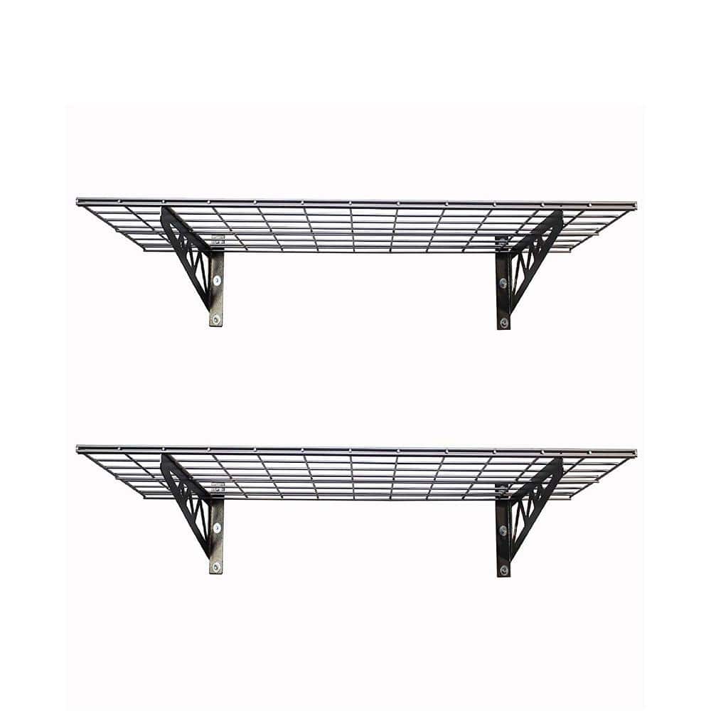 SafeRacks 18 in. L x 36 in. W Gray 8-Bike Garage Wall Shelf (2-Pack ...