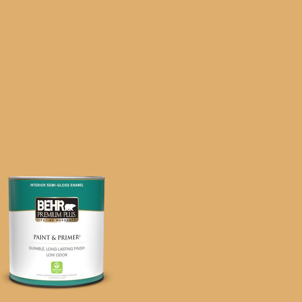 BEHR PREMIUM PLUS 1 qt. #320D-5 Sweet Maple Semi-Gloss Enamel Low Odor ...