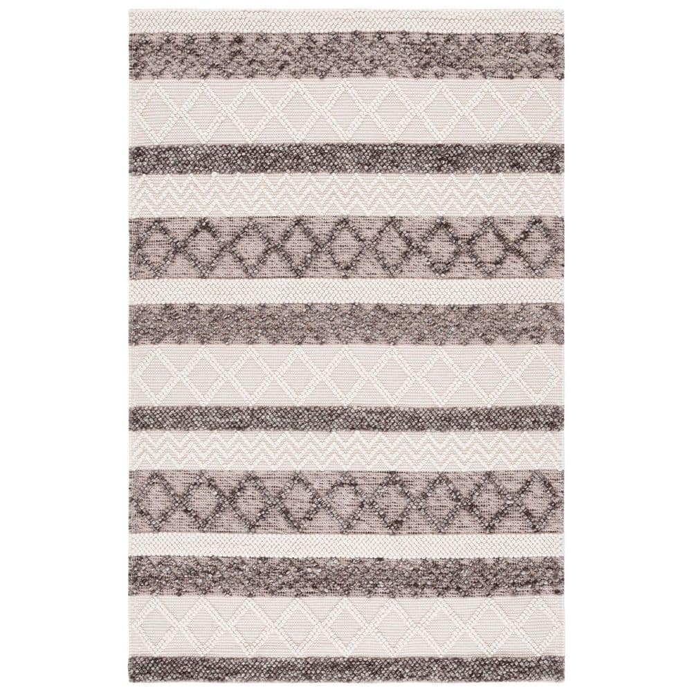 SAFAVIEH Natura 6 ft. x 9 ft. Ivory/Gray Geometric Zig-Zag Area Rug ...