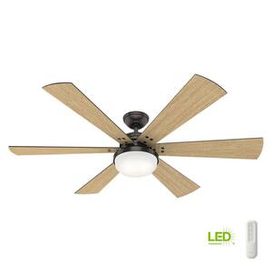 Hunter Reveille 60 in. LED Indoor Noble Bronze Ceiling Fan with Light ...