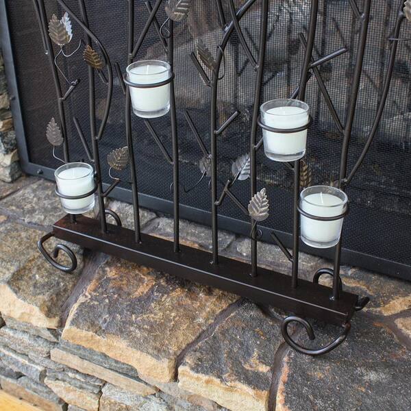 5 Fireplace Screen With Candle Holders Pillar Candle Glass For S