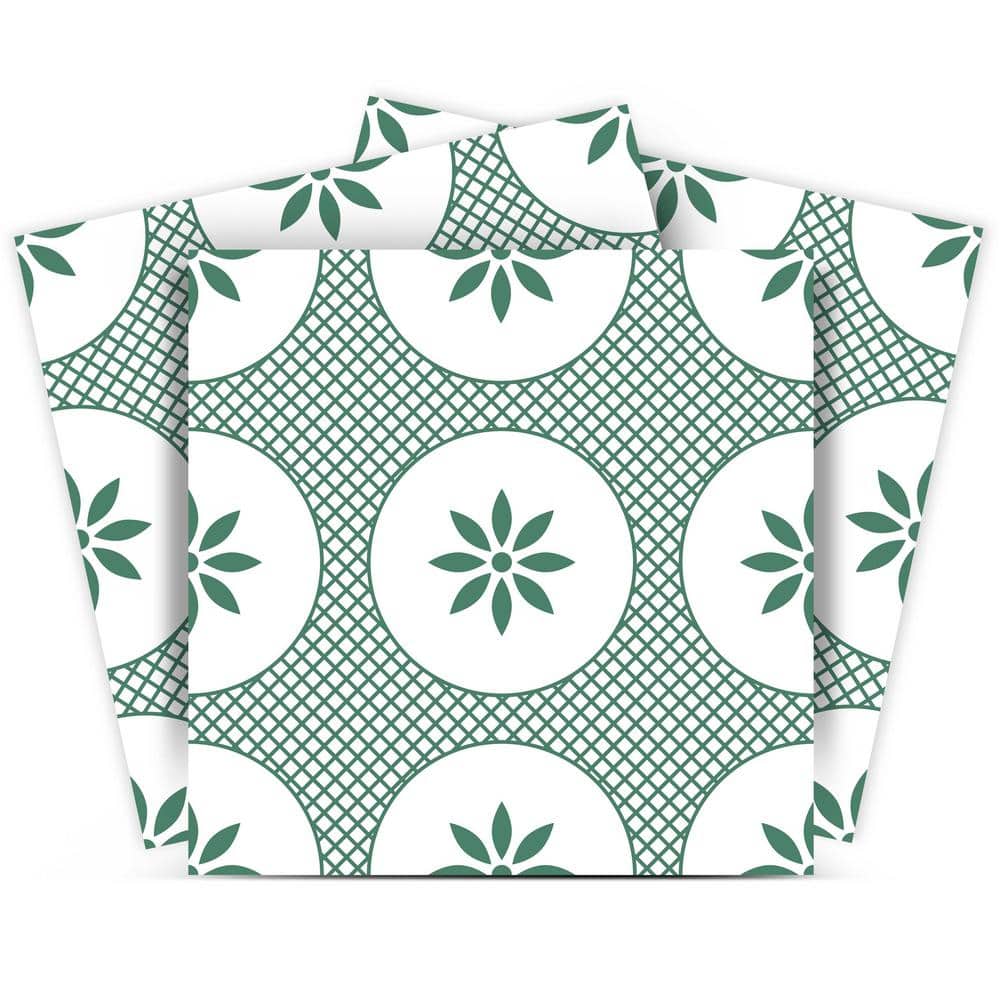 MI ALMA Green and White K9 12 in. x 12 in. Vinyl Peel and Stick Tile ...