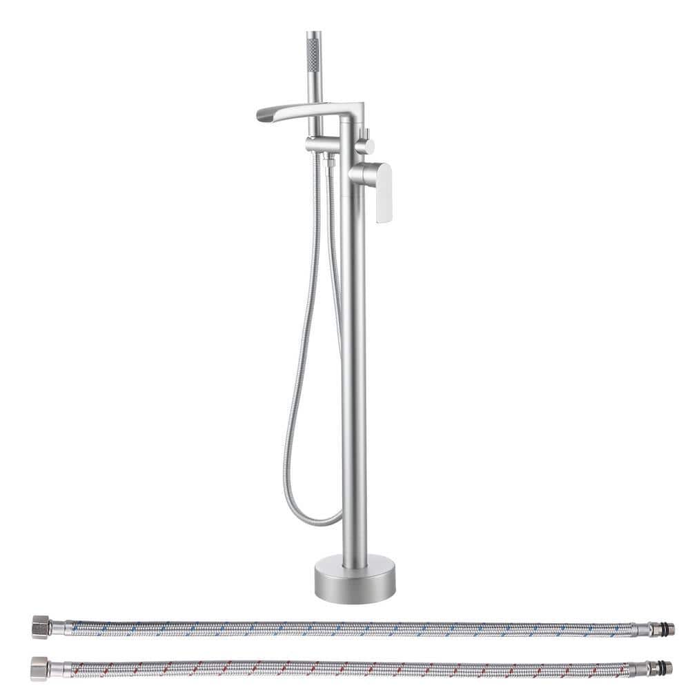 ALEASHA Waterfall Single-Handle Freestanding Tub Faucet with Handheld ...