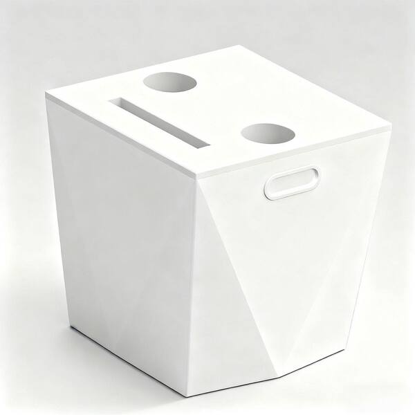 FHVIT Patio Outdoor and In-Pool Side Table Resin White OWPCL-Table ...