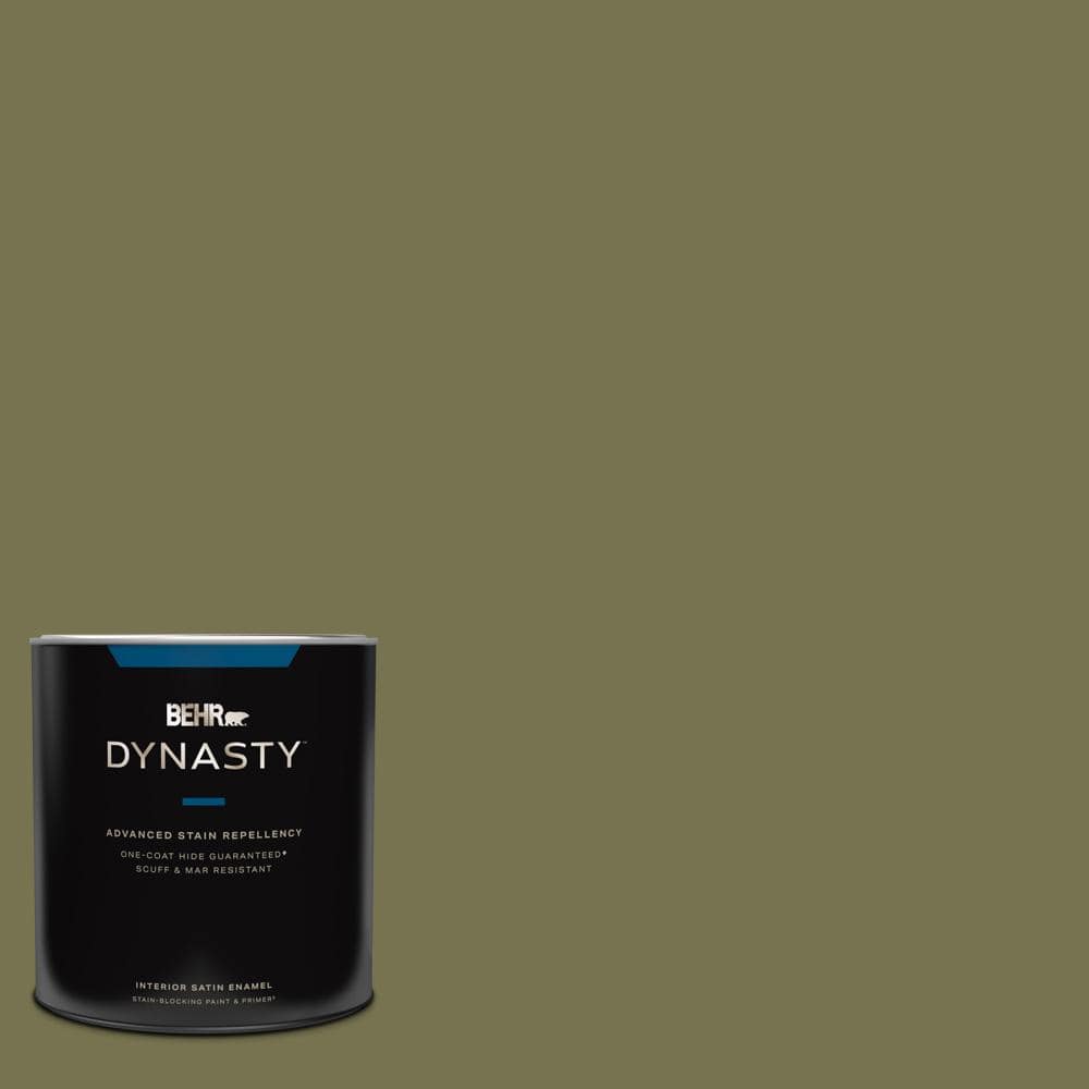 BEHR DYNASTY 1 qt. #S350-6 Truly Olive Satin Enamel Interior Stain ...