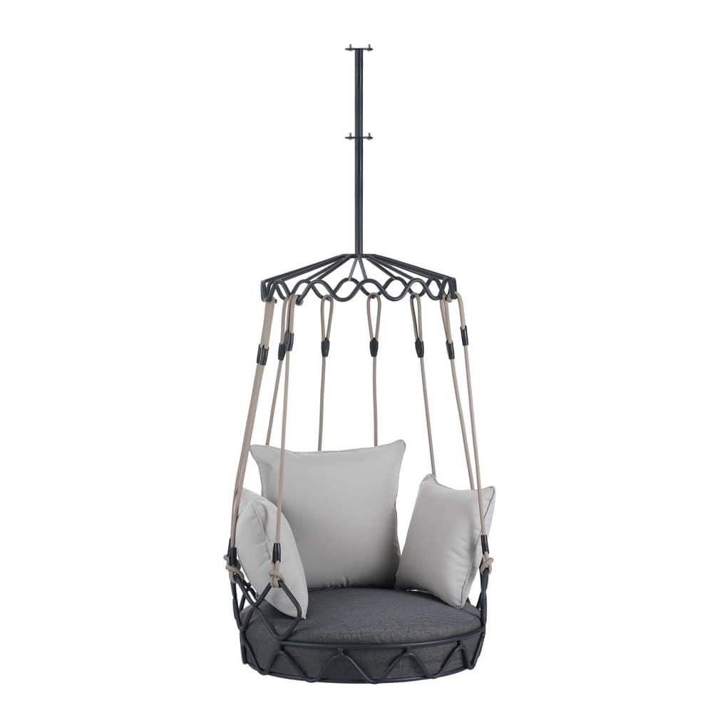 Sungrd Outdoor Porch Swing Chair Hanging Basket, Plastic Hanging Chair with UV Resistant Cushion ...