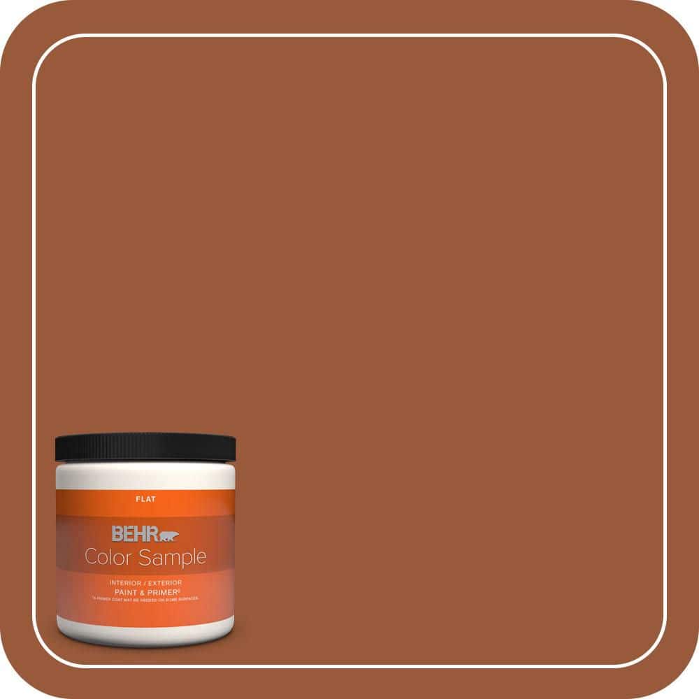 BEHR PREMIUM PLUS 8 oz. #230D-7 Cinnamon Brandy Flat Interior/Exterior ...