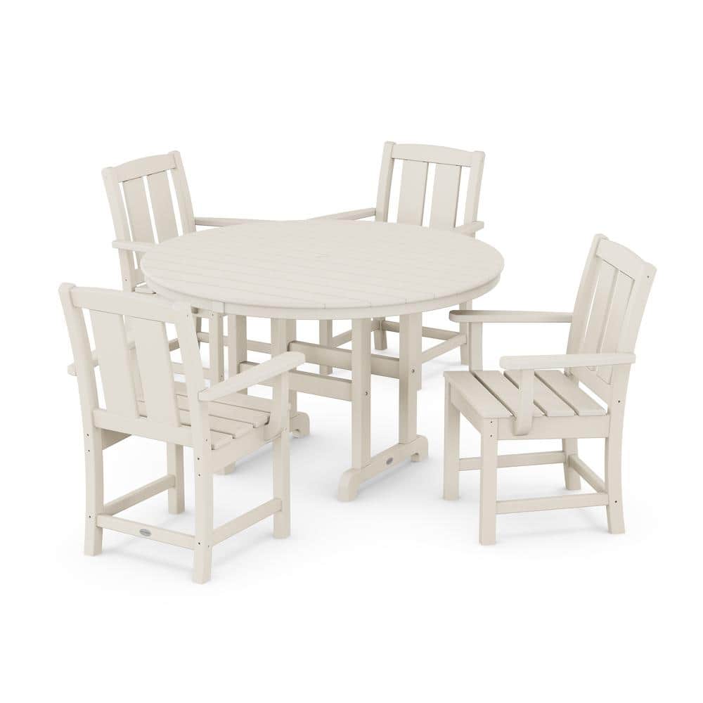 POLYWOOD Mission 5-Piece Farmhouse Plastic Round Outdoor Dining Set in ...