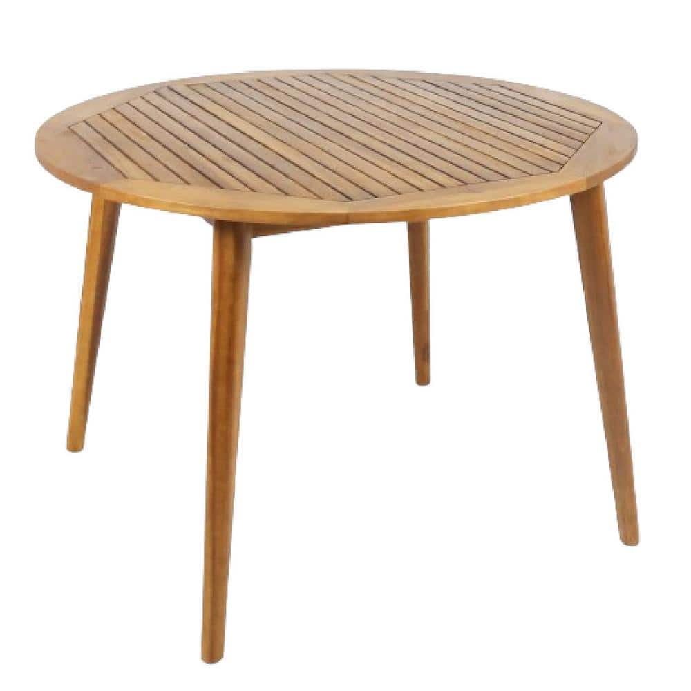 ITOPFOX Teak Round Acacia Wood Outdoor Dining Table 30 in. Height ...