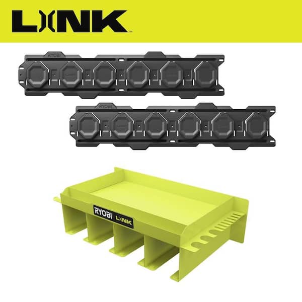 RYOBI LINK Tool Organizer Shelf and LINK Wall Rails (2-Pack) STM401 ...