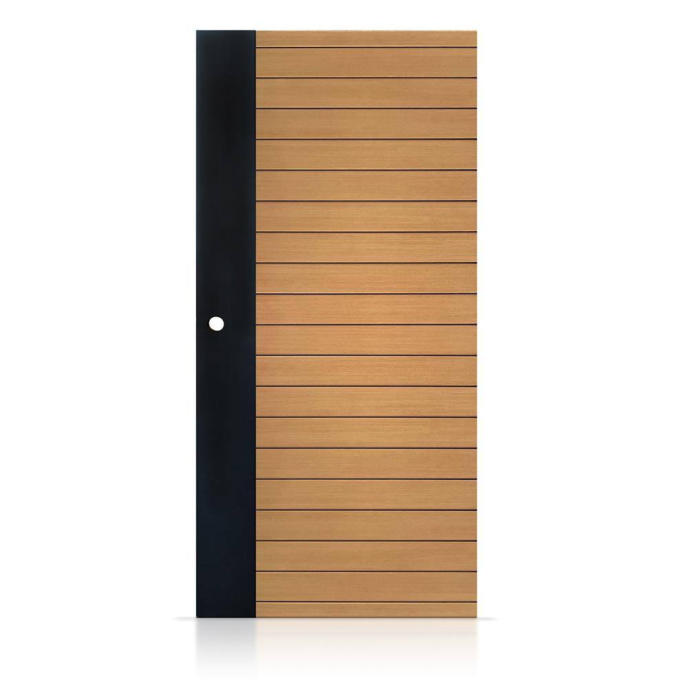 CALHOME 30 in. x 80 in. Universal/Reversible Walnut Steel Front Door ...