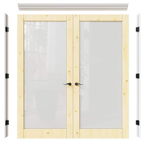 ARK DESIGN 72 in. x 80 in. Universal Handed 1-Lite Frosted Glass White ...