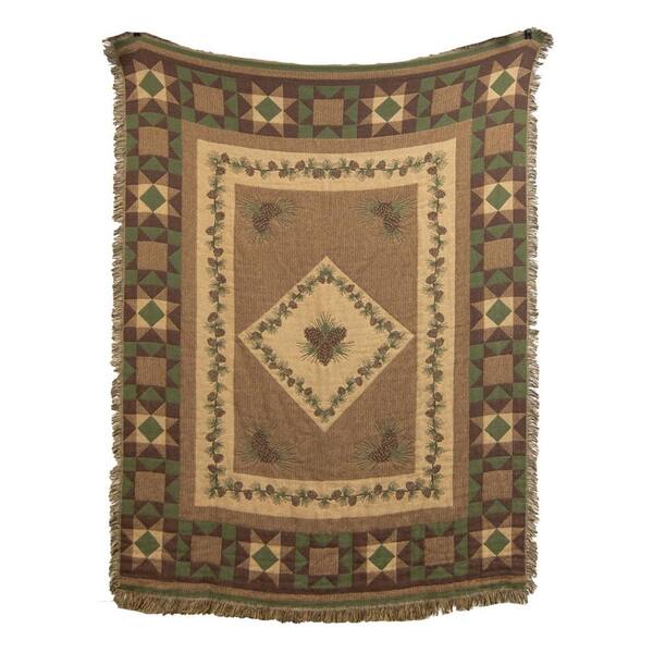 DONNA SHARP Matelasse Antique Pine Brown and Green Polyester Throw ...