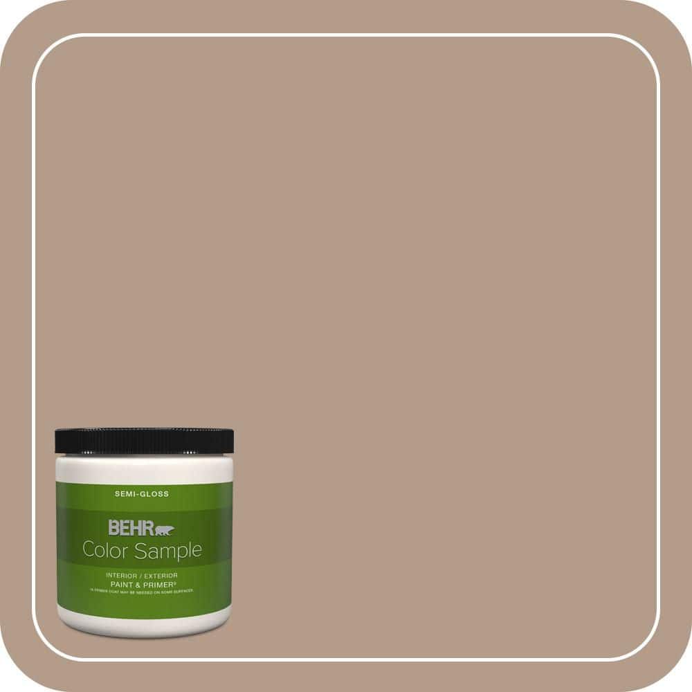 BEHR PREMIUM PLUS 8 oz. #PMD-77 Rich Taupe Semi-Gloss Interior/Exterior ...
