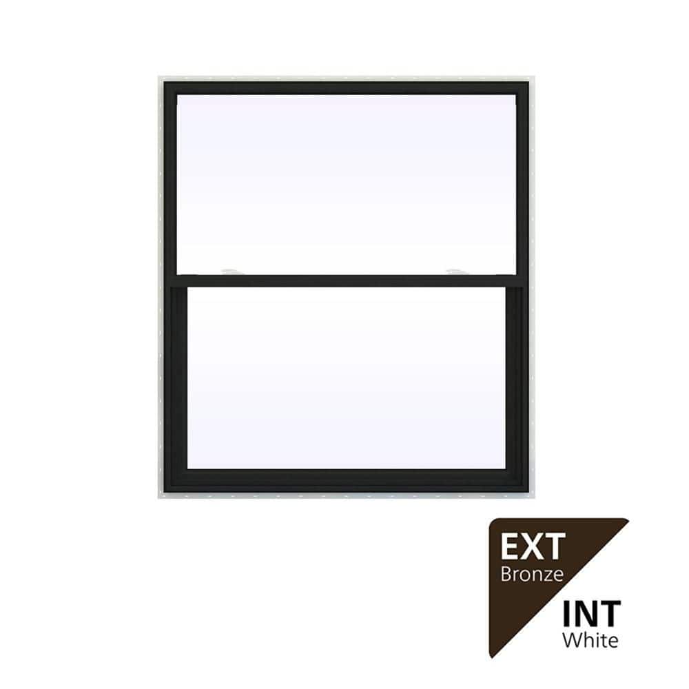 JELD-WEN 48 in. x 48 in. V-2500 Series Bronze Exterior/White Interior ...
