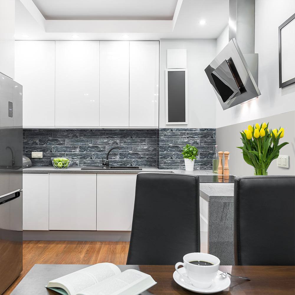 Buy Abalone Gray 3 in. x 12 in. Glossy Glass Wall Tile (10 sq. ft./Case ...