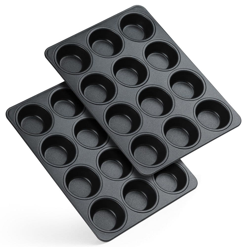 Wudkey 2-Piece Stainless Steel Nonstick 12-Cup Muffin and Cupcake Pan ...