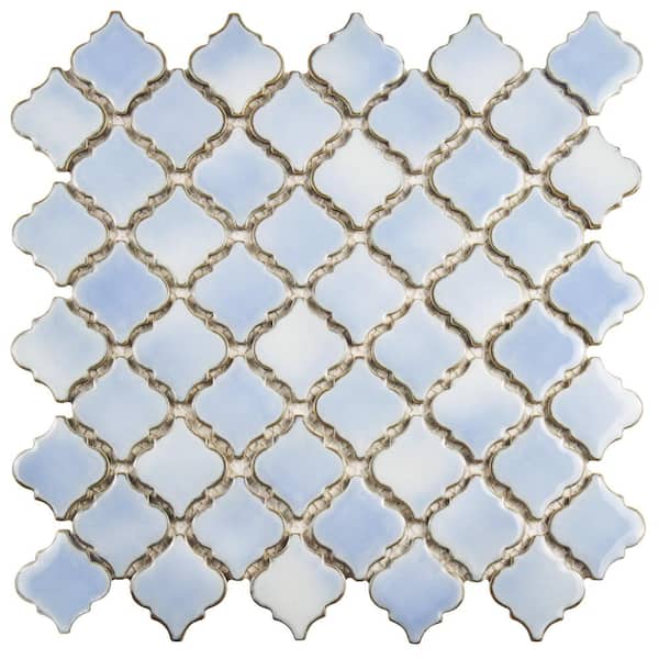 Merola Tile Hudson Tangier Frost Blue 6 in. x 6 in. Porcelain Mosaic ...