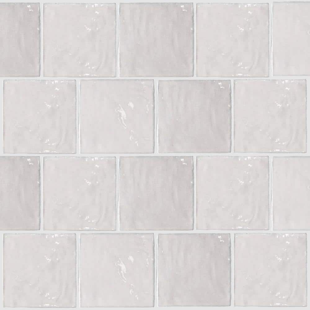 Apollo Tile Gray 4 in. x 4 in. Polished and Honed Ceramic Mosaic Wall ...