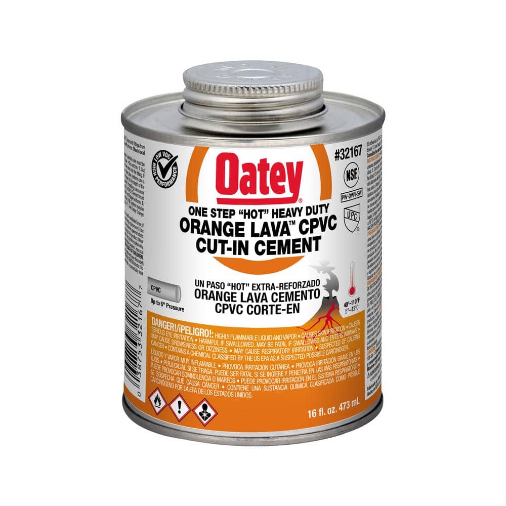 Oatey Orange Lava 16 oz. Heavy-Duty Orange CPVC Cement 32167 - The Home ...