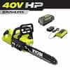 RYOBI 40V HP Brushless 14 in. Battery Chainsaw with 4.0 Ah Battery and ...
