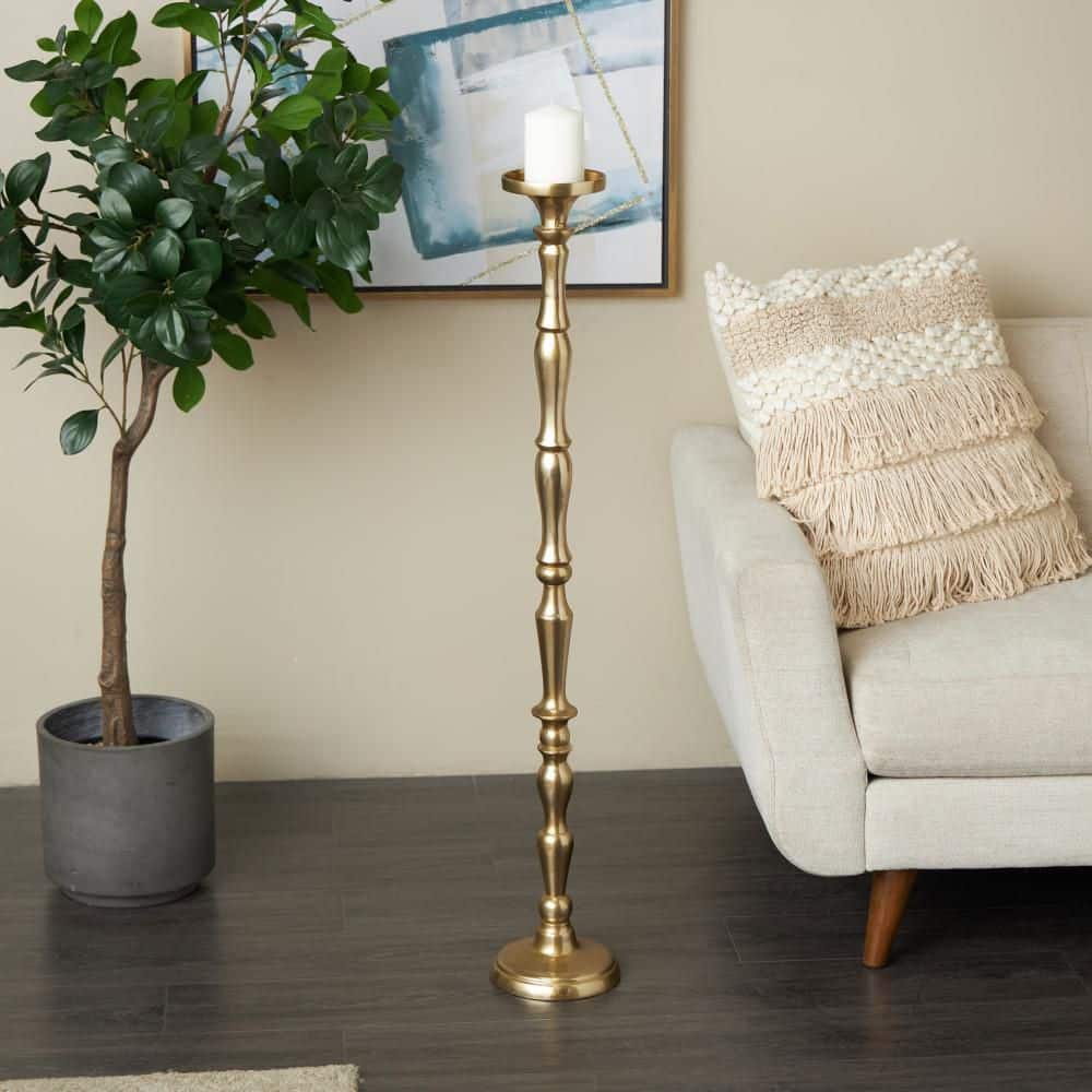 Litton Lane Brass Gold Aluminum Metal Floor Candle Holder 17976 - The ...