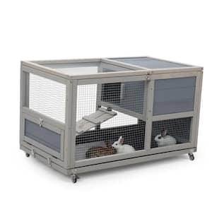 PawHut Wooden Indoor Rabbit Hutch Elevated Cage Habitat with No Leak ...