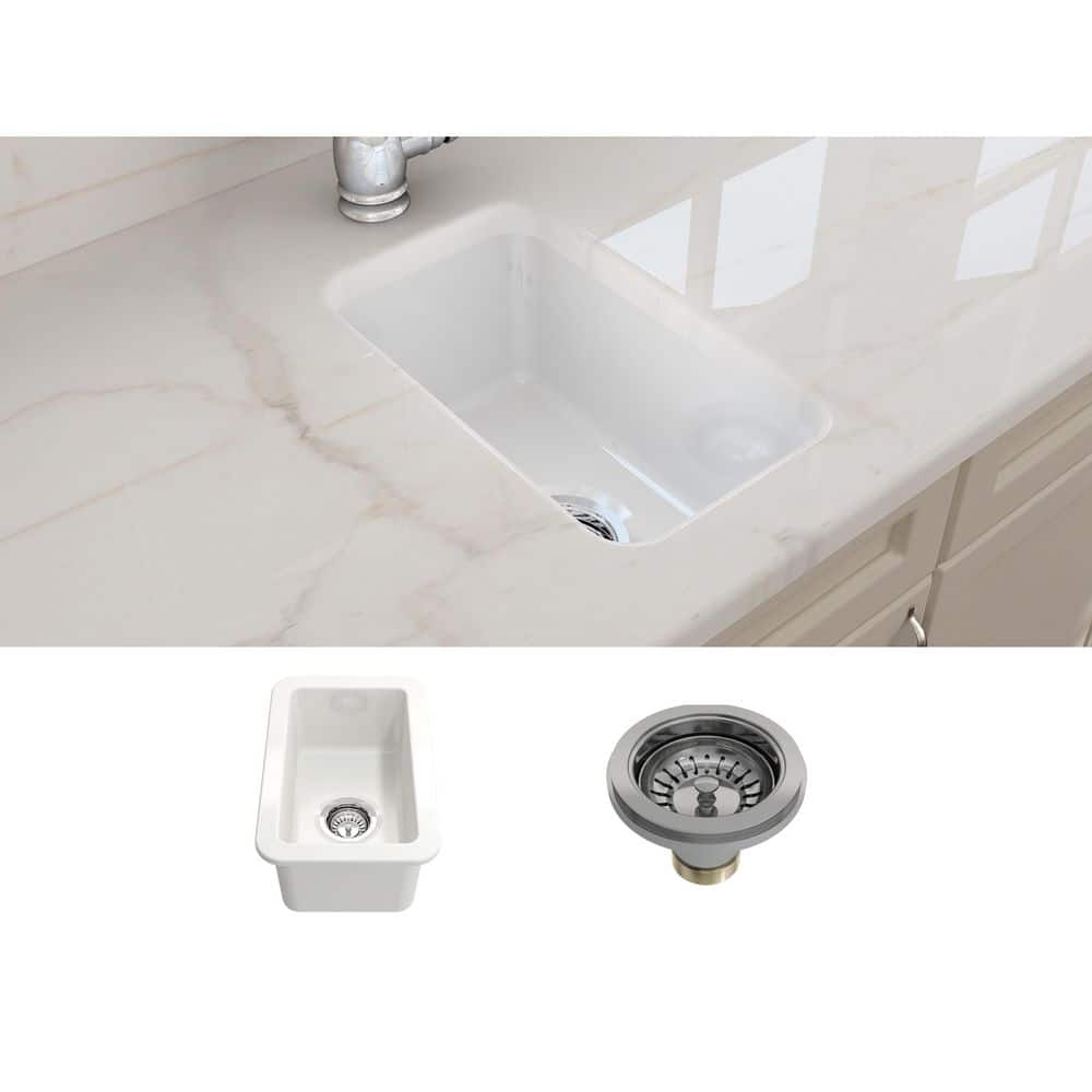 BOCCHI Sotto Drop-in/Undermount Fireclay 12 in. Single Bowl Kitchen ...