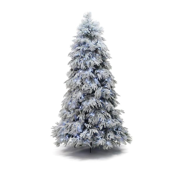 LuxenHome 7 ft. PreLit Full Snowy Branches Pine Artificial Christmas ...