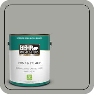BEHR PREMIUM PLUS 5 gal. #PPU24-18 Great Graphite Semi-Gloss Enamel Low ...