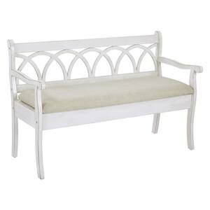 OS Home and Office Furniture Coventry Antique White Bench with Wood ...