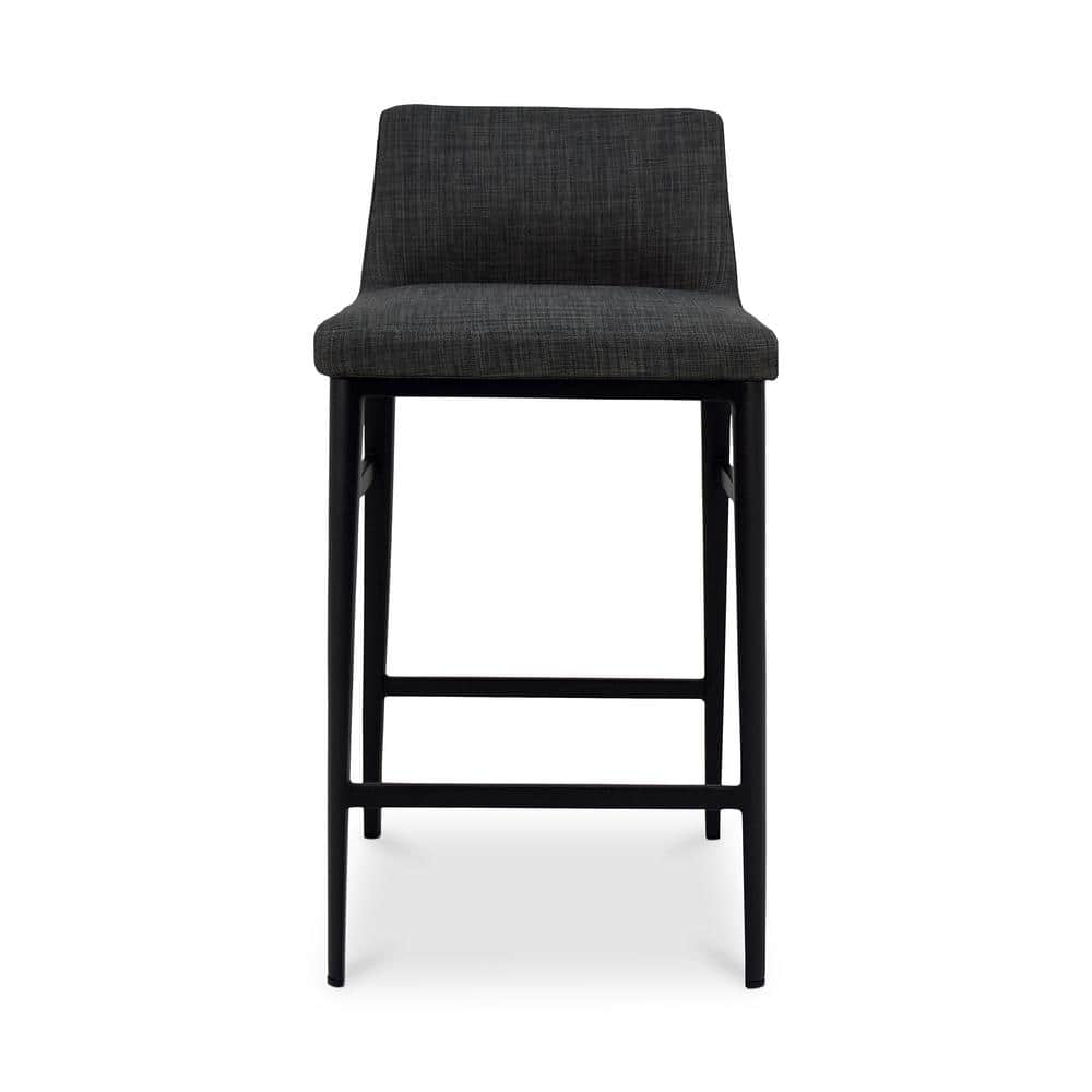 NADAAL STUDIOS Spencer 25.5 in. Charcoal Grey Fully Upholstered Low Back Metal Counter Stool EJ ...