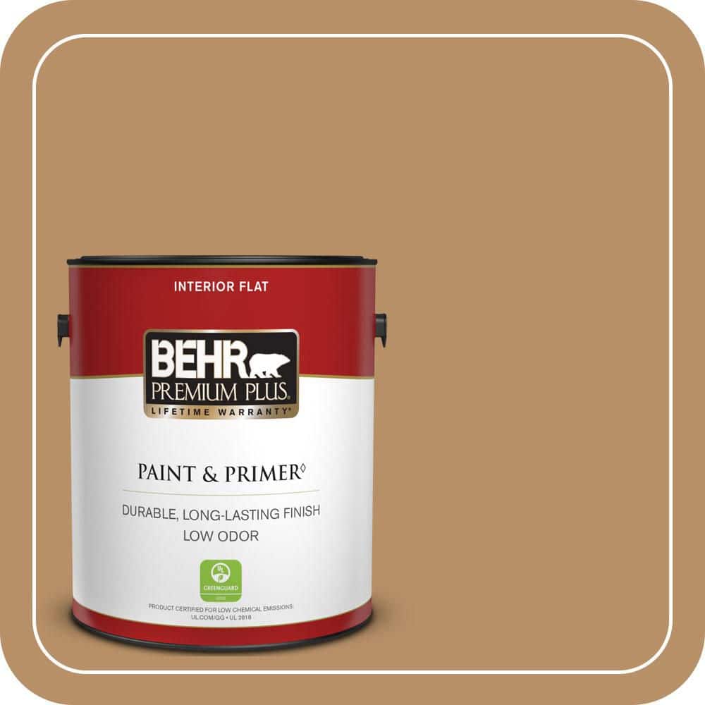 BEHR PREMIUM PLUS 1 gal. #S260-5 Almond Roca Flat Low Odor Interior ...