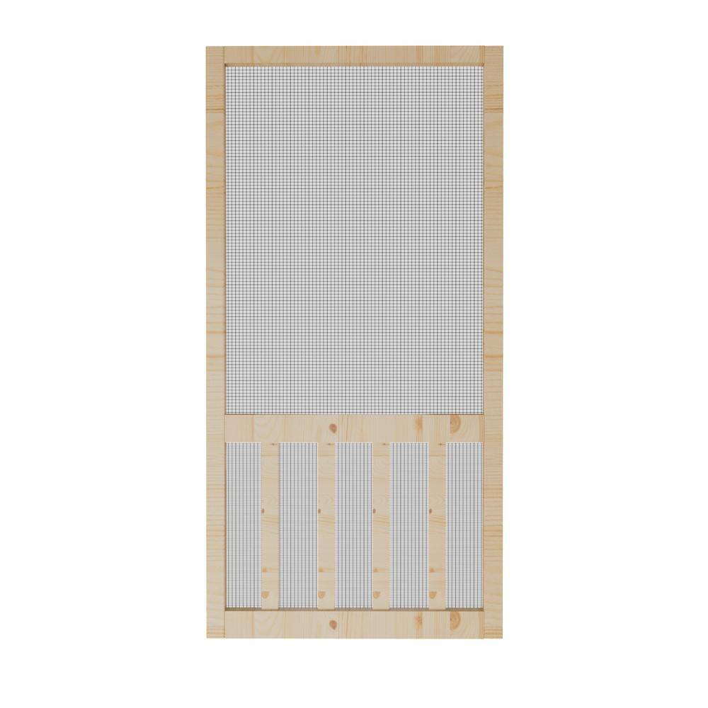 ARK DESIGN 36 in. x 80 in. Universal Unfinished Pine Wood Vertical Slat ...