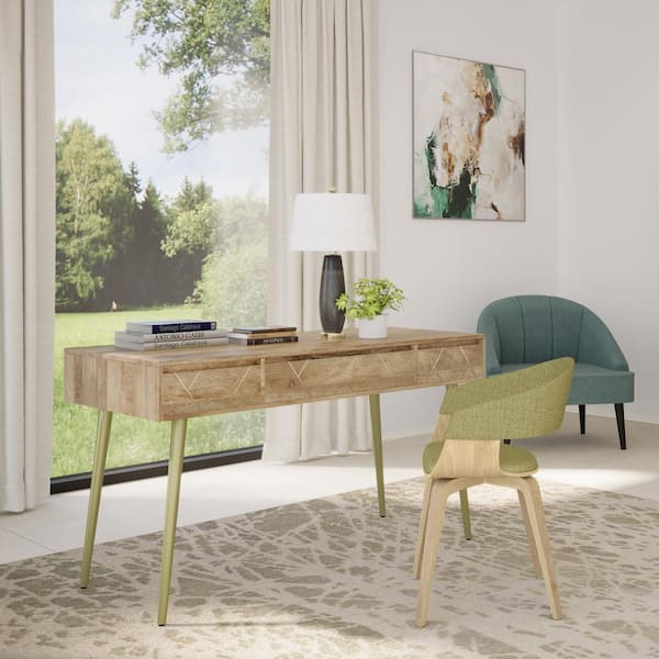 Simpli Home Jager Solid Mango Wood Mid Century Contemporary 54 in. Wide Desk in Natural AXCJAG 12 N The Home Depot