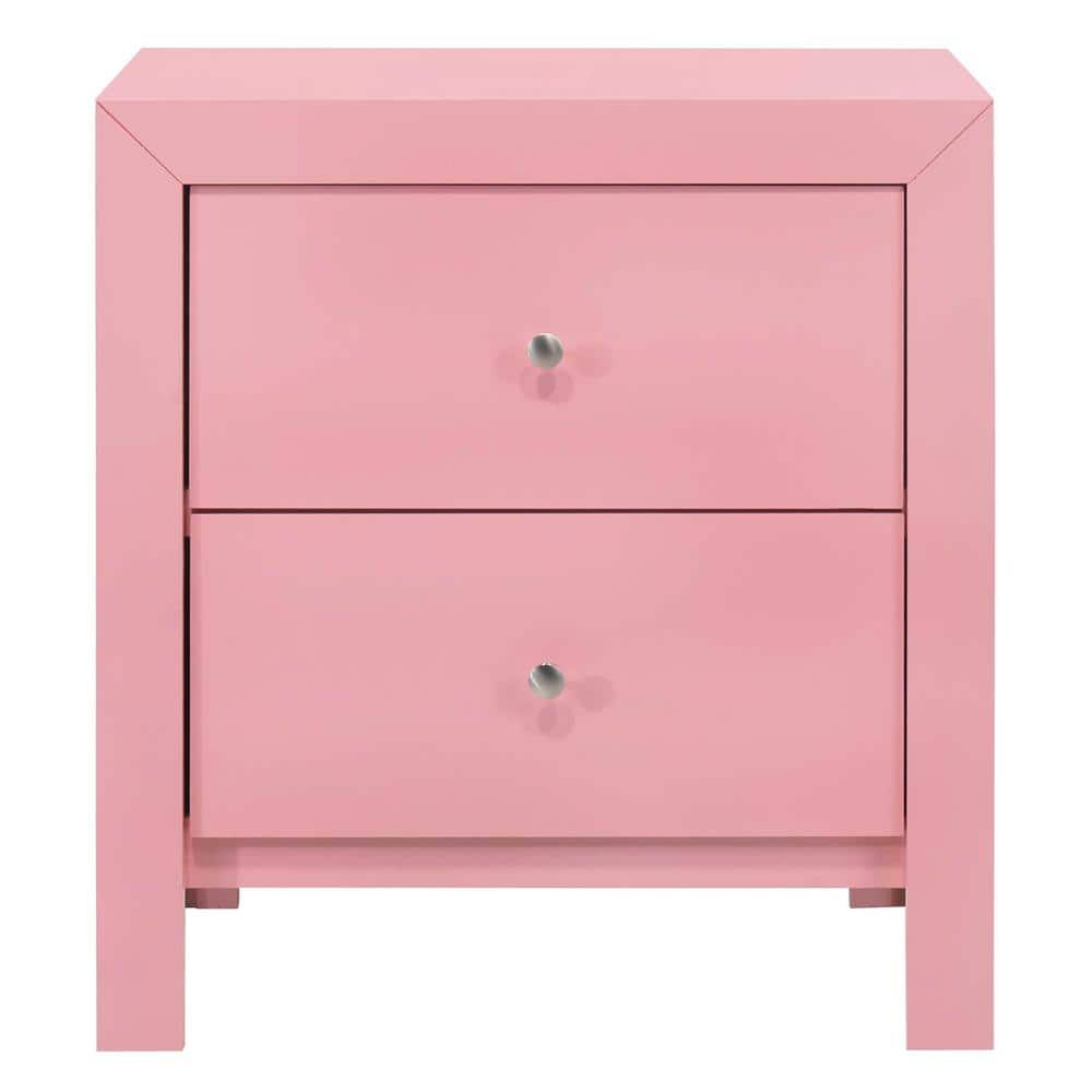 AndMakers Burlington 2-Drawer Pink Nightstand (25 in. H x 22 in. W x 17 ...