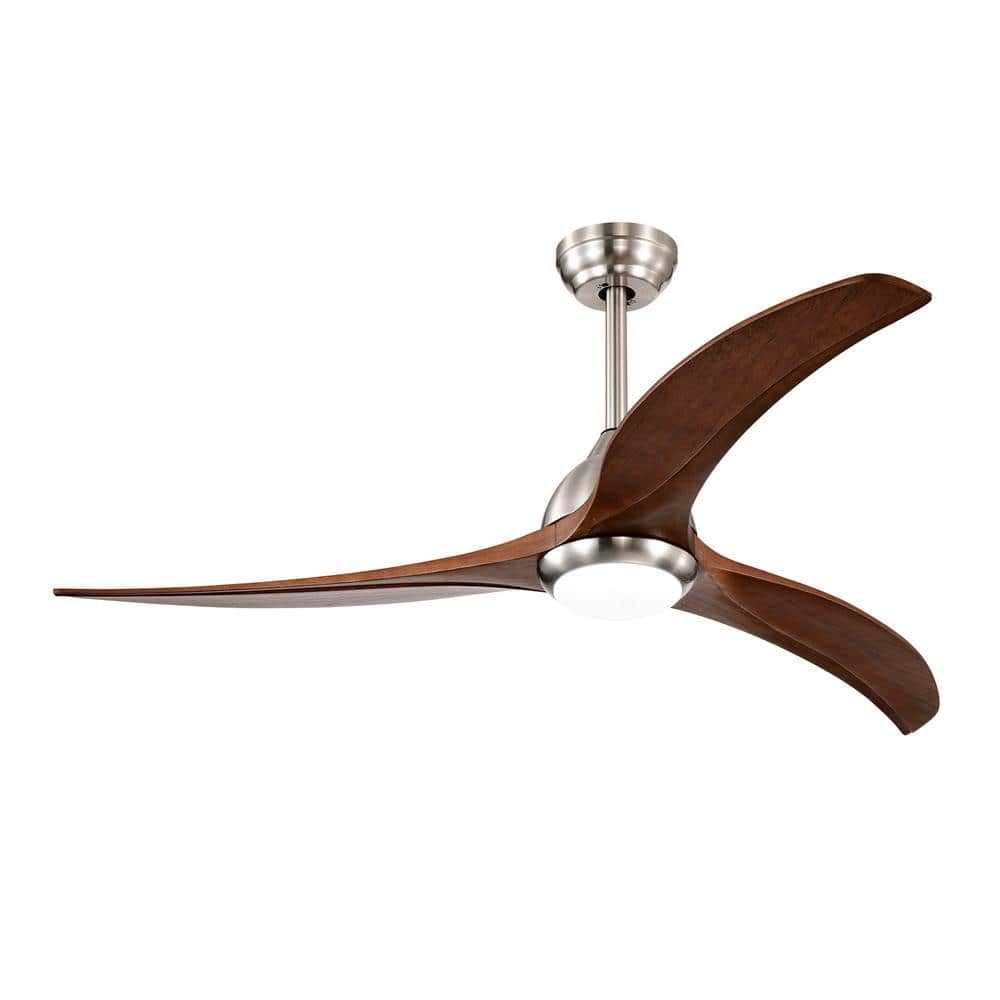 PUDO 52 in. Contemporary Integrated LED Silver Indoor Ceiling Fan ...